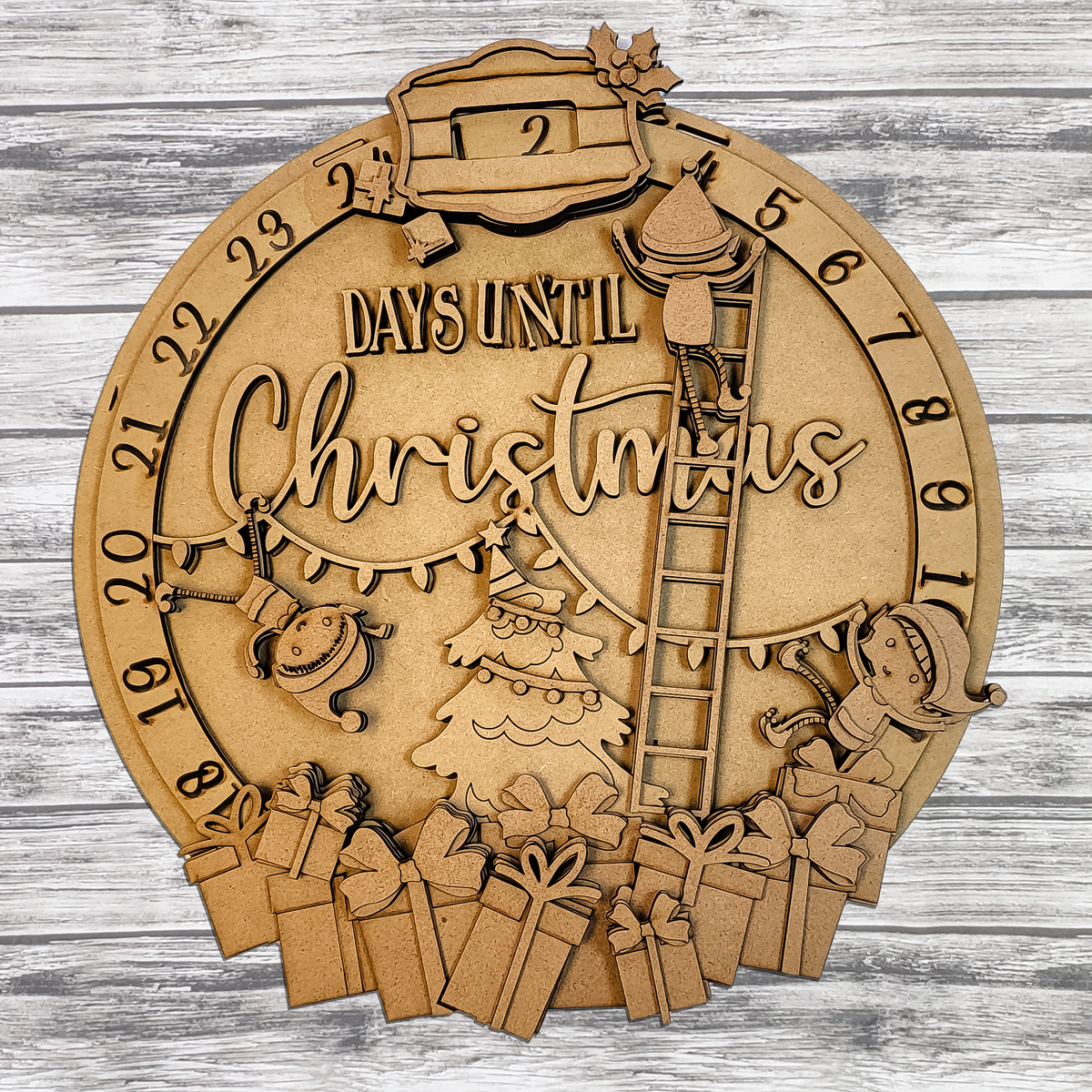 3D Rotating Christmas Countdown Calendar Door Hanger - DIY Unfinished ...