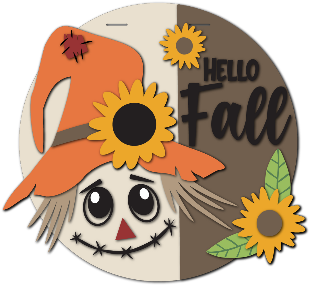 Hello Fall Scarecrow Door Hanger SVG – Kim & Garrett Make It!