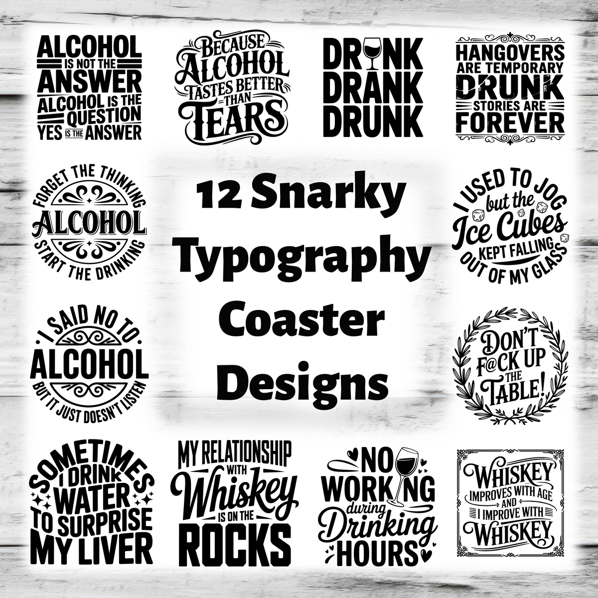 Master It Exclusive! 12 Snarky Typographic Coaster Designs 2 SVG – Kim ...