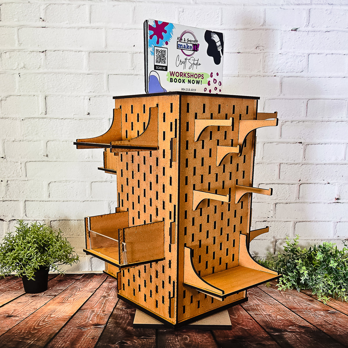 Rotating Display Rack – Portable Pegboard Organizer for Craft Shows ...
