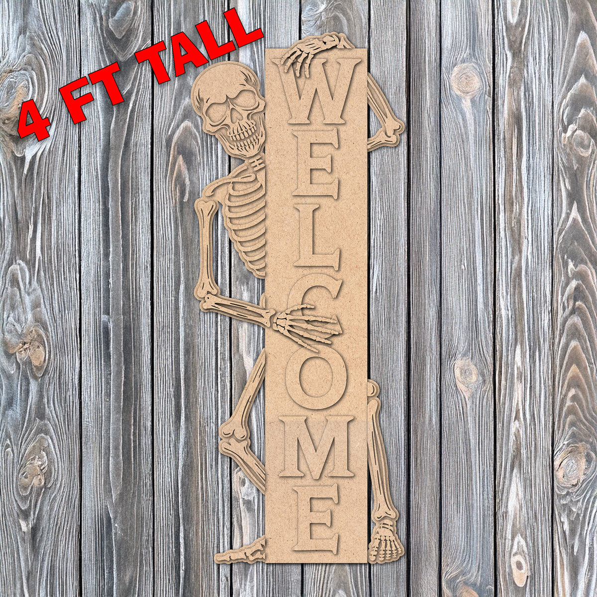 Welcome Skeleton 4ft Tall Porch Leaner - DIY Unfinished Kit - Lvl 3 ...