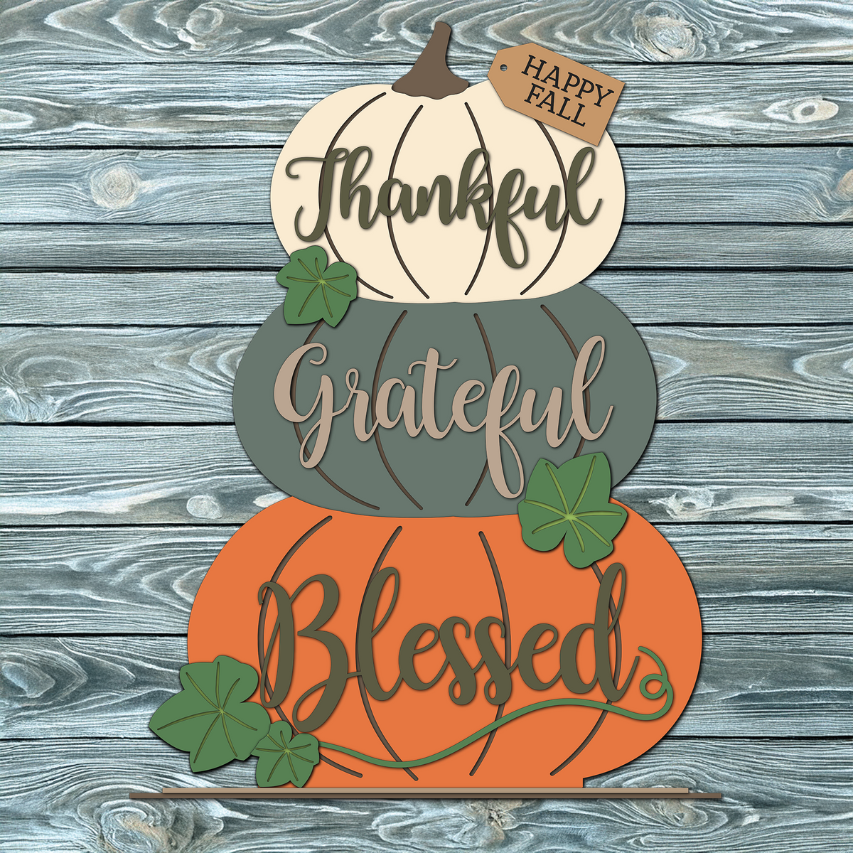 Thankful Grateful Blessed Stacked Pumpkins 36inch Porch Stander SVG ...