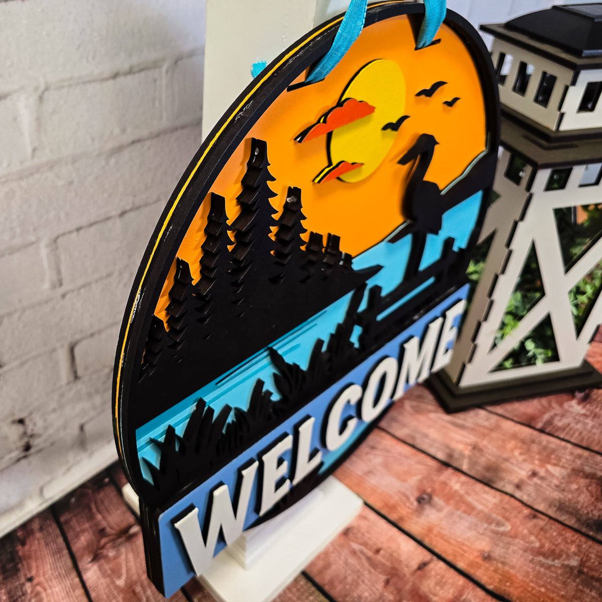 Welcome Lake with Crane Door Hanger - Finished – Kim & Garrett Make It!