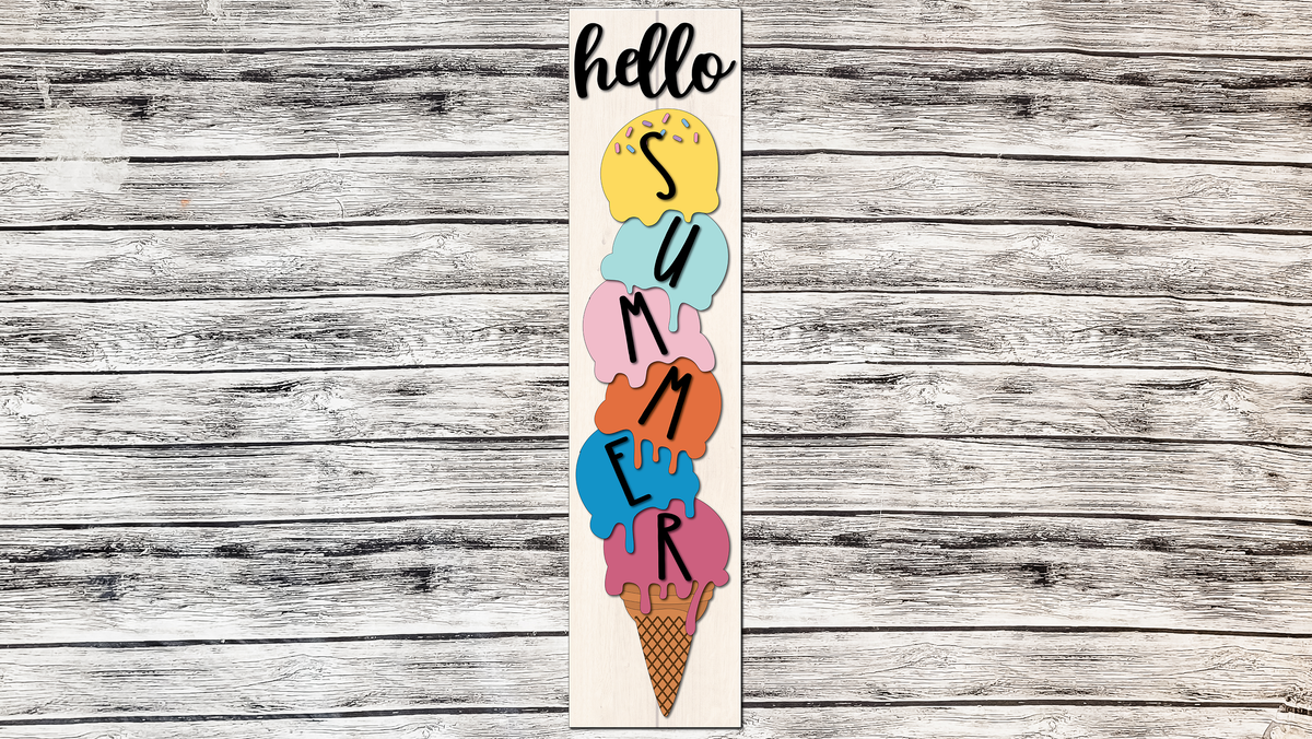 Hello Summer Ice Cream Cone Vertical Porch Leaner SVG – Kim & Garrett ...