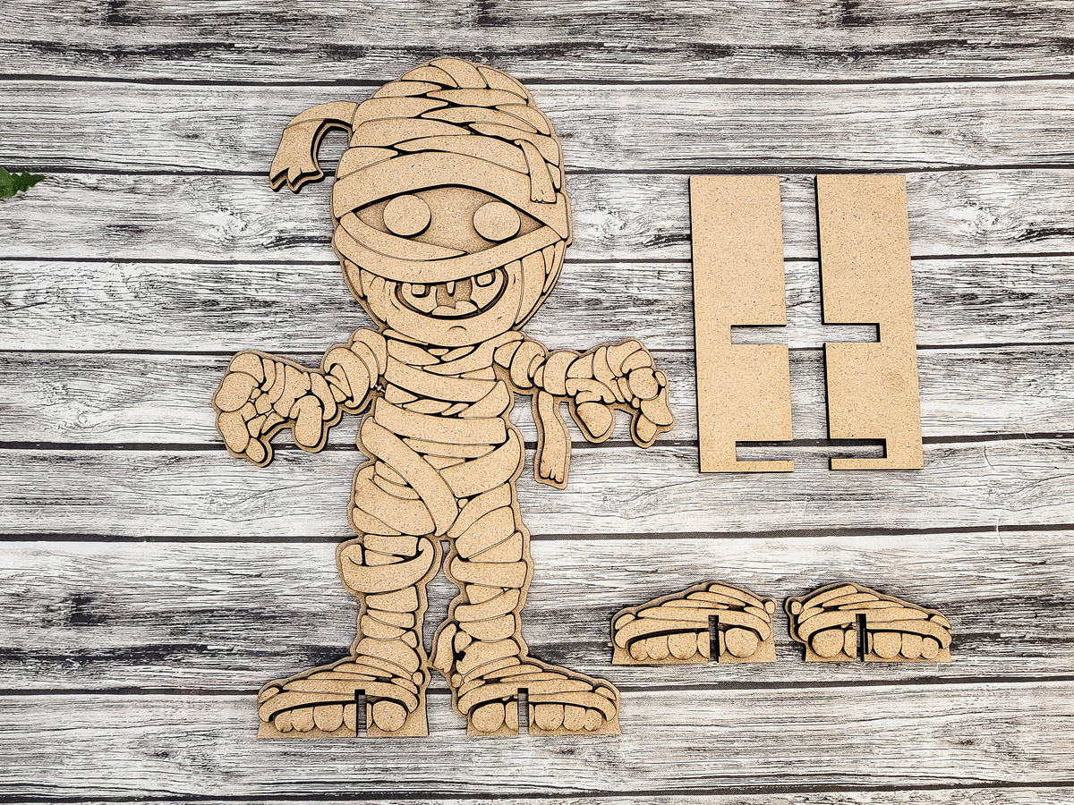 18inch Halloween Mummy Porch Stander DIY Unfinished Kit – Kim & Garrett ...