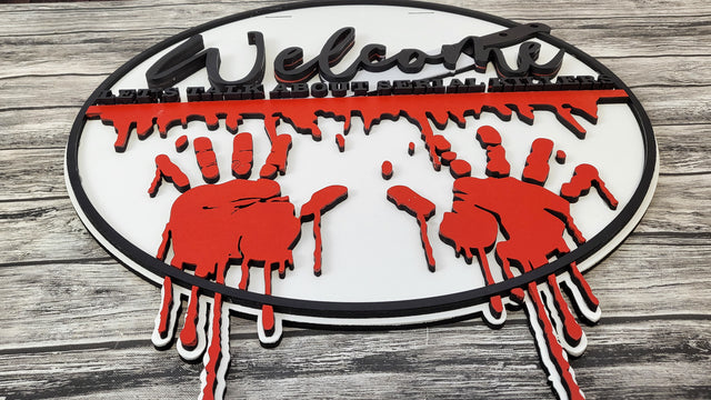 Welcome Let's Talk About Serial Killers Door Hanger DIY Unfinished Kit ...
