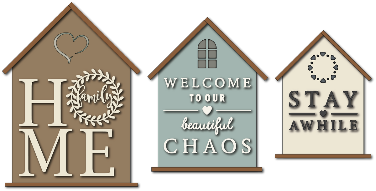3 Standing Houses with Phrases SVG – Kim & Garrett Make It!