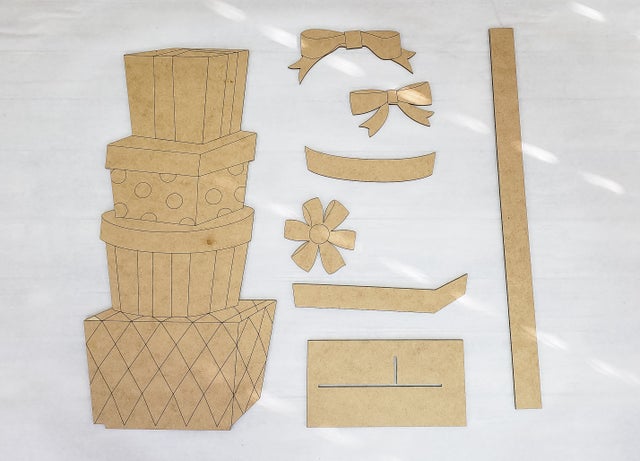 3D Christmas Present Stack Unfinished MDF Kit – Kim & Garrett Make It!